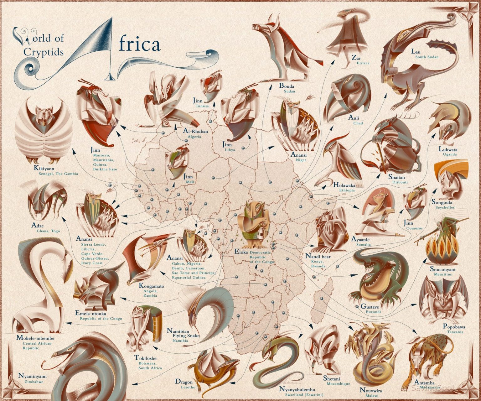 Map Shares Every Country's Most Famous Mythical Creature - Nerdist