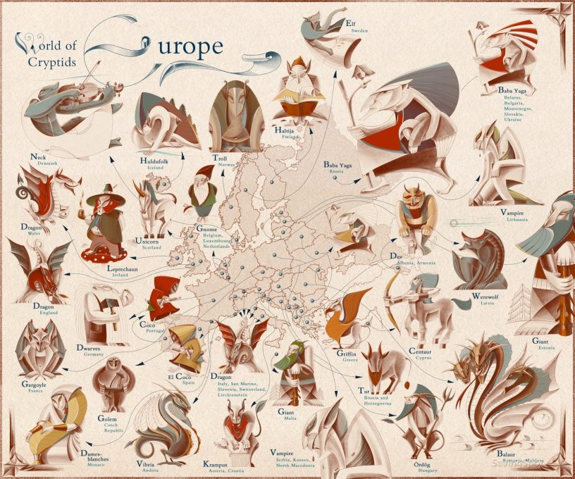 Map Shares Every Country's Most Famous Mythical Creature - Nerdist