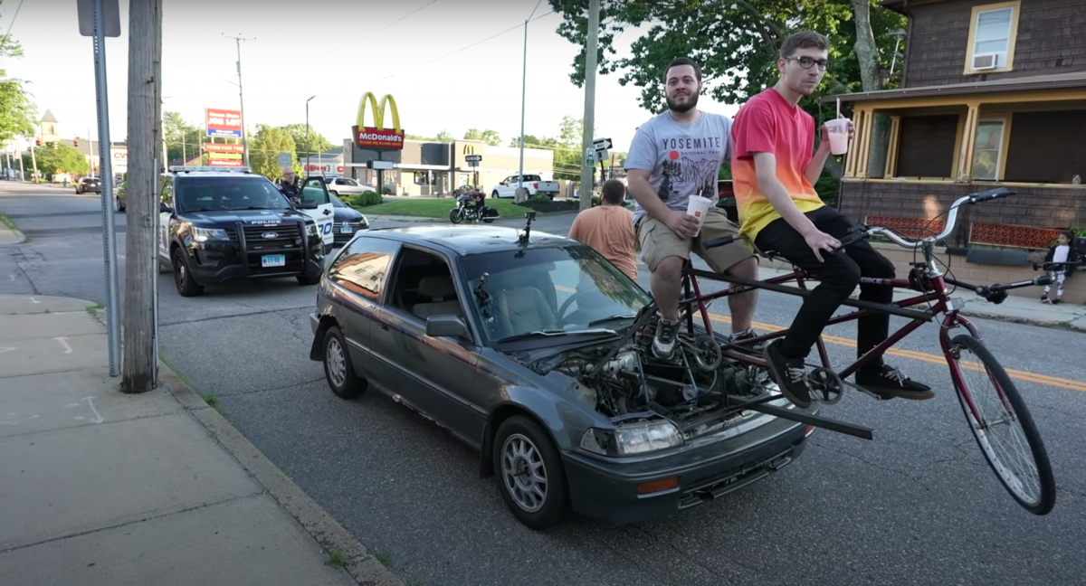Mechanics Take Bicycle-Powered Car on Trip to McDonald's - Nerdist