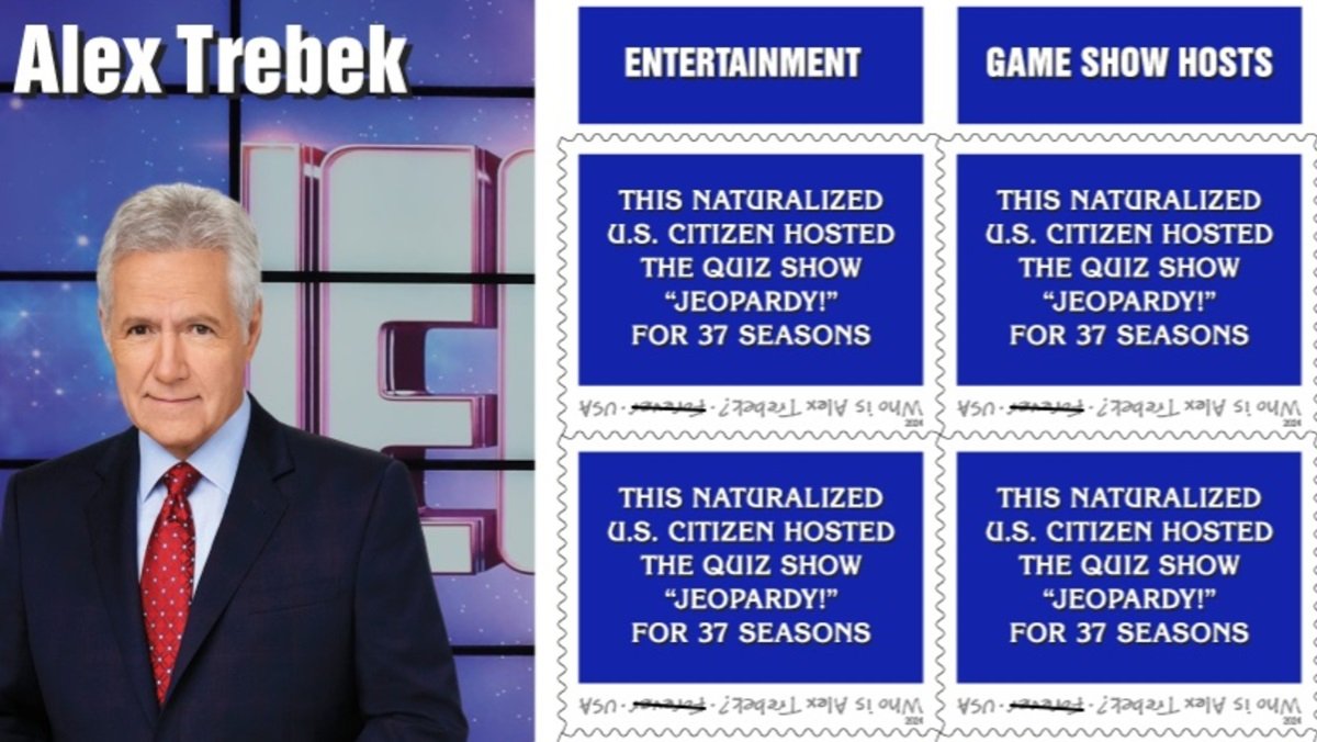 New U.S. Forever Stamp Celebrates the Legacy of Jeopardy! Host Alex ...