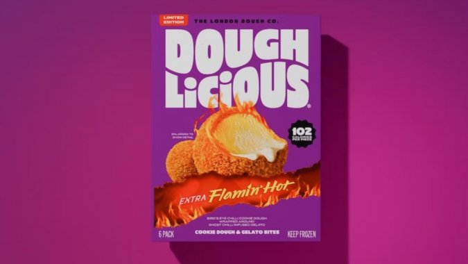 Doughlicious’ New Extra Flamin’ Hot Cookie Dough & Gelato Bites Might ...